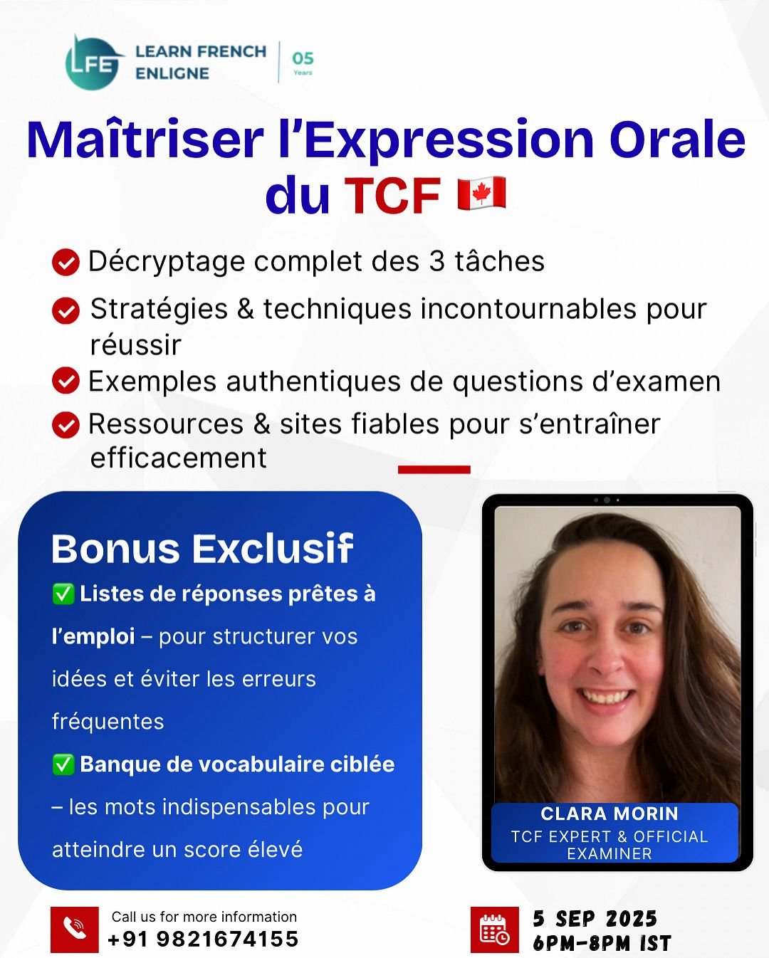 Expression Orale du TCF Canada - Best online school for learning French language